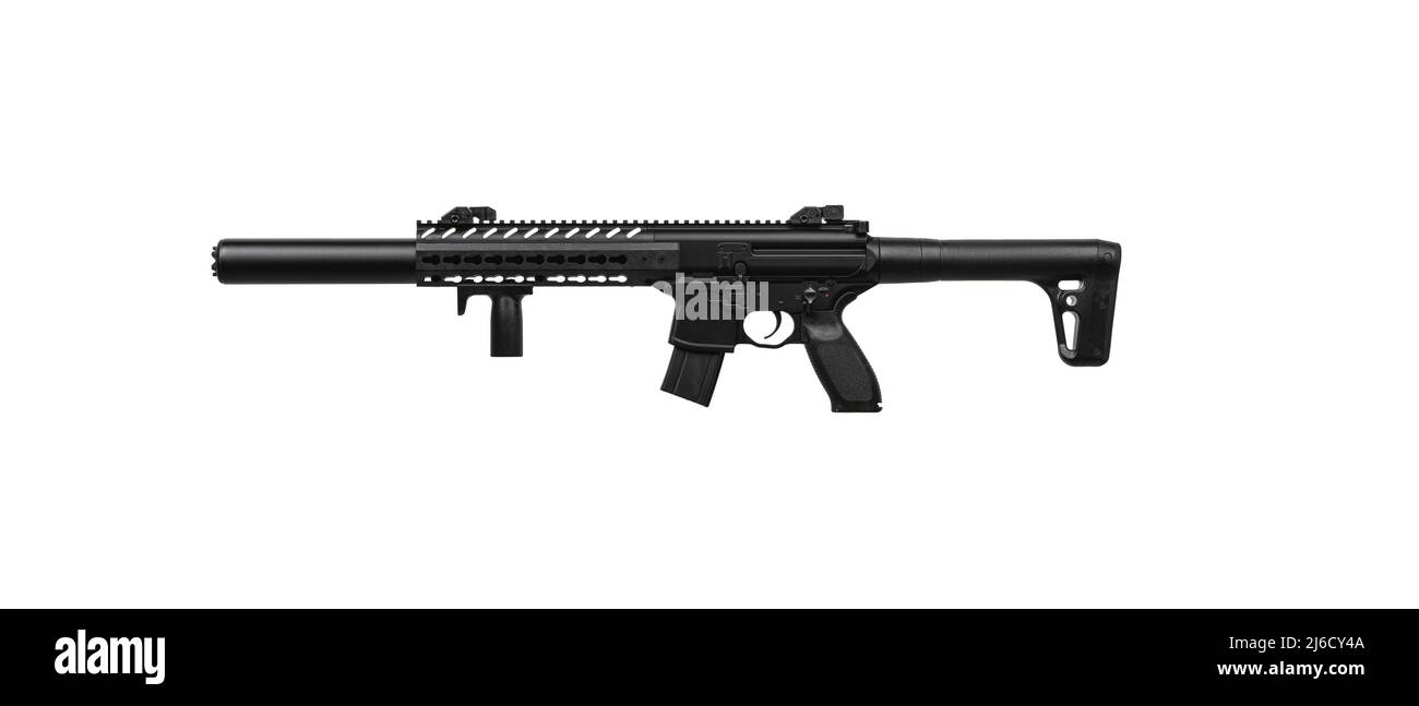 A modern air rifle with a futuristic design. Pneumatic weapons for ...