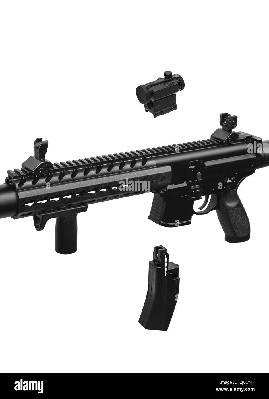 A modern air rifle with a futuristic design. Pneumatic weapons for ...