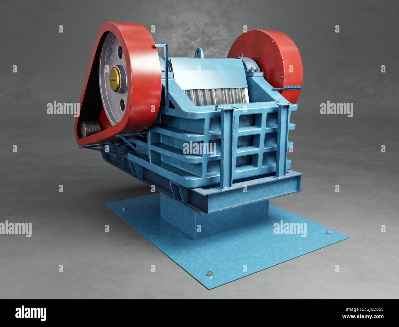 3d rendering of jaw crushing machine model on gray background Stock ...