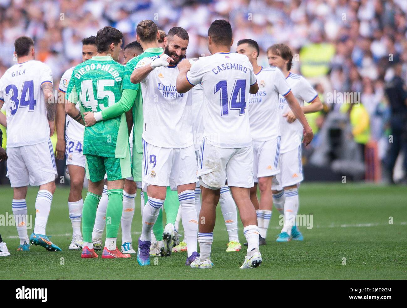 30 th april 2022; Stadium Santiago Bernabeu, Madrid, Spain; Men's La Liga Santander, Real Madrid ...