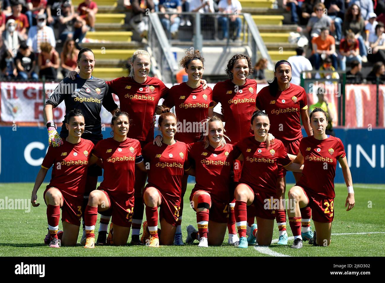 AS Roma players pose for a team photo during the Women italian cup semi ...
