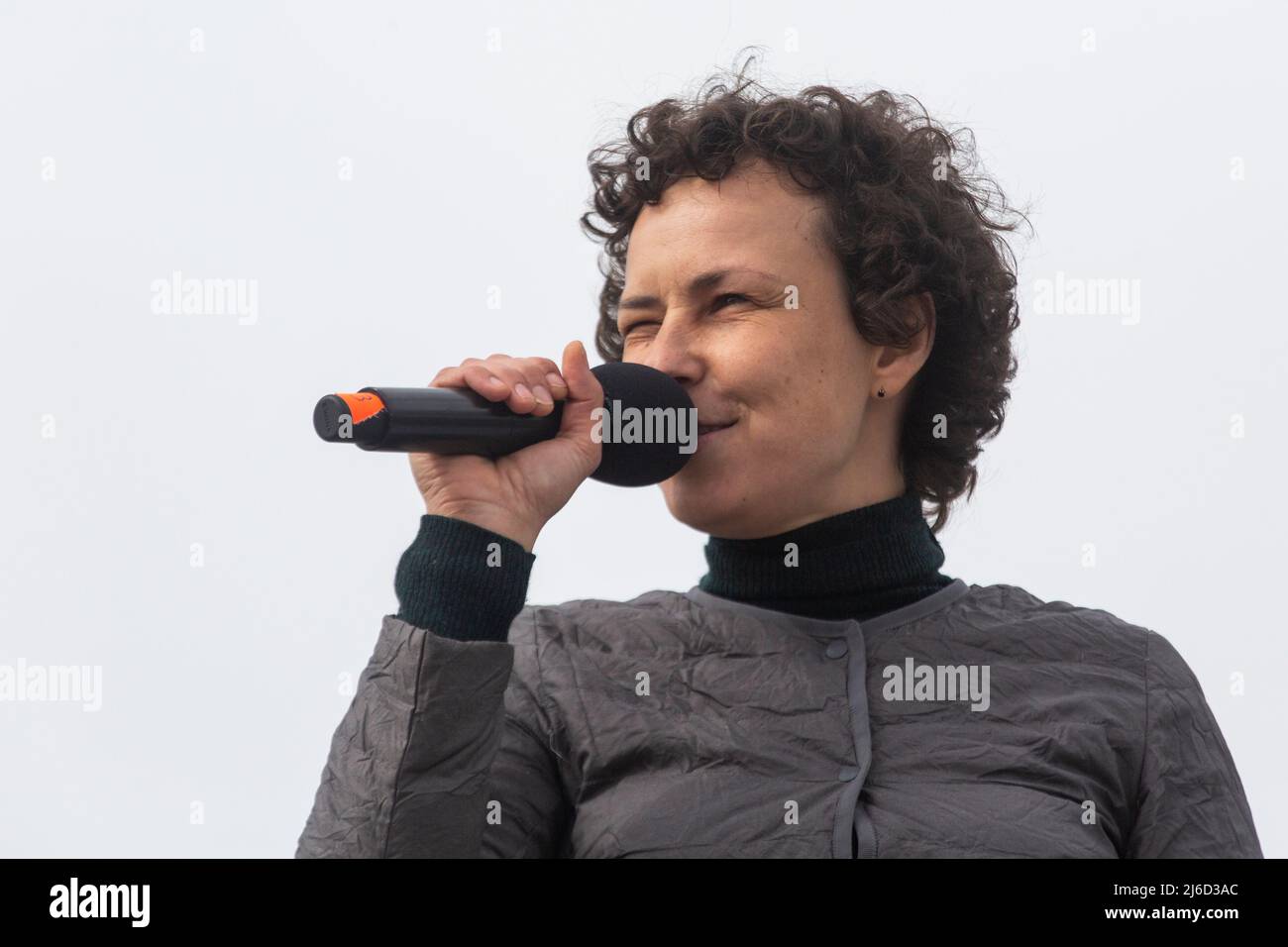 Moscow, Russia. 30th April, 2022. Singer Yulia Chicherina performs at a ...