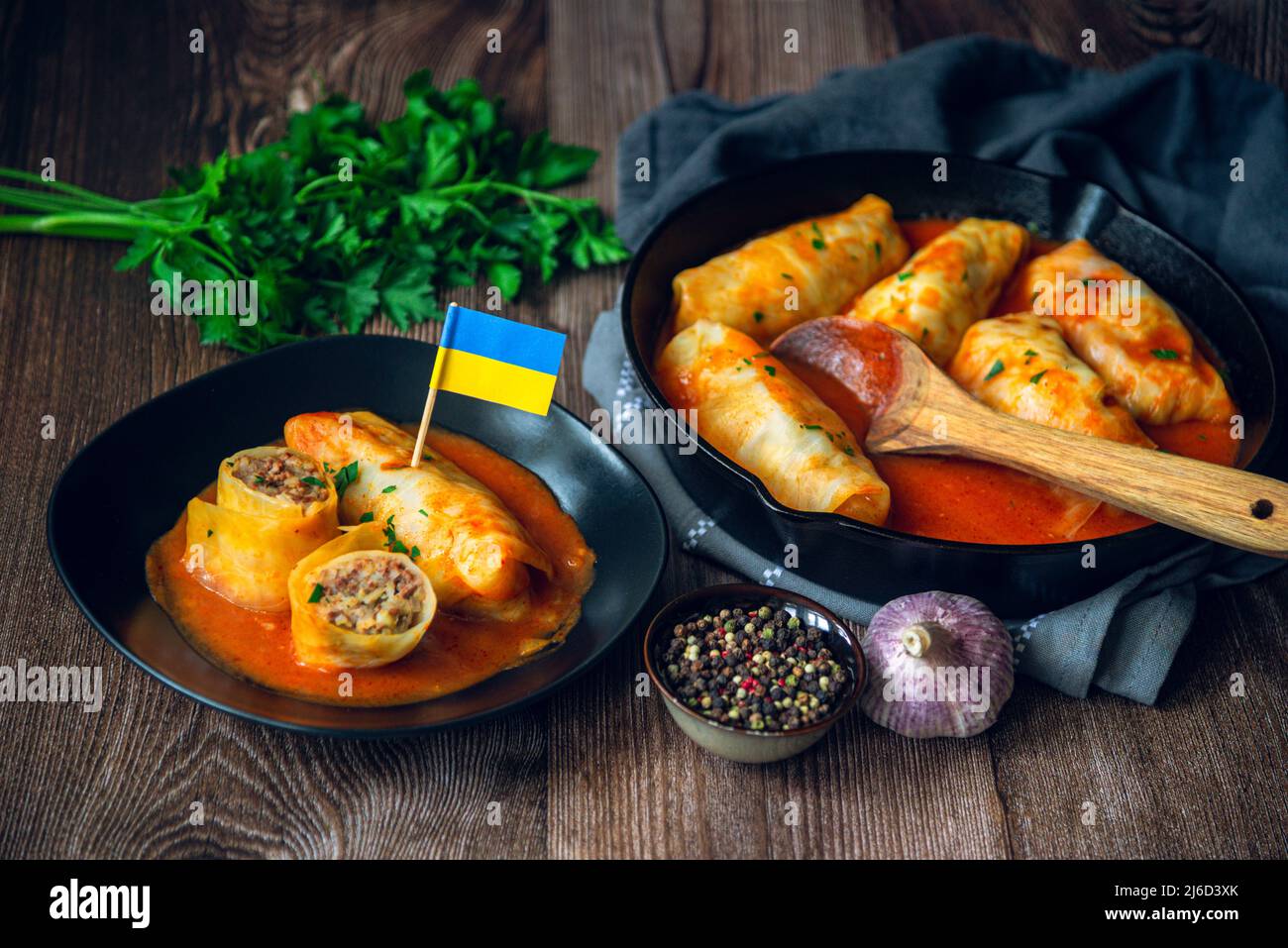 Authentic traditional Ukrainian stuffed cabbage dish called `holubtsi ...