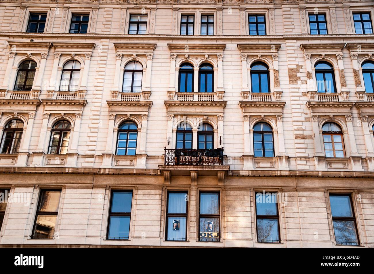 Corinthian pilasters and arched windows on the Pest side of Budapest ...