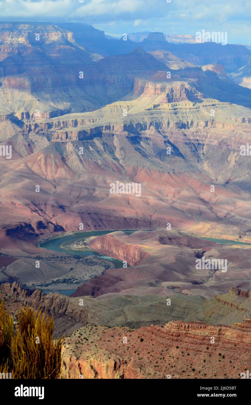 Scenic view of the Colorado River winding through the floor of the ...