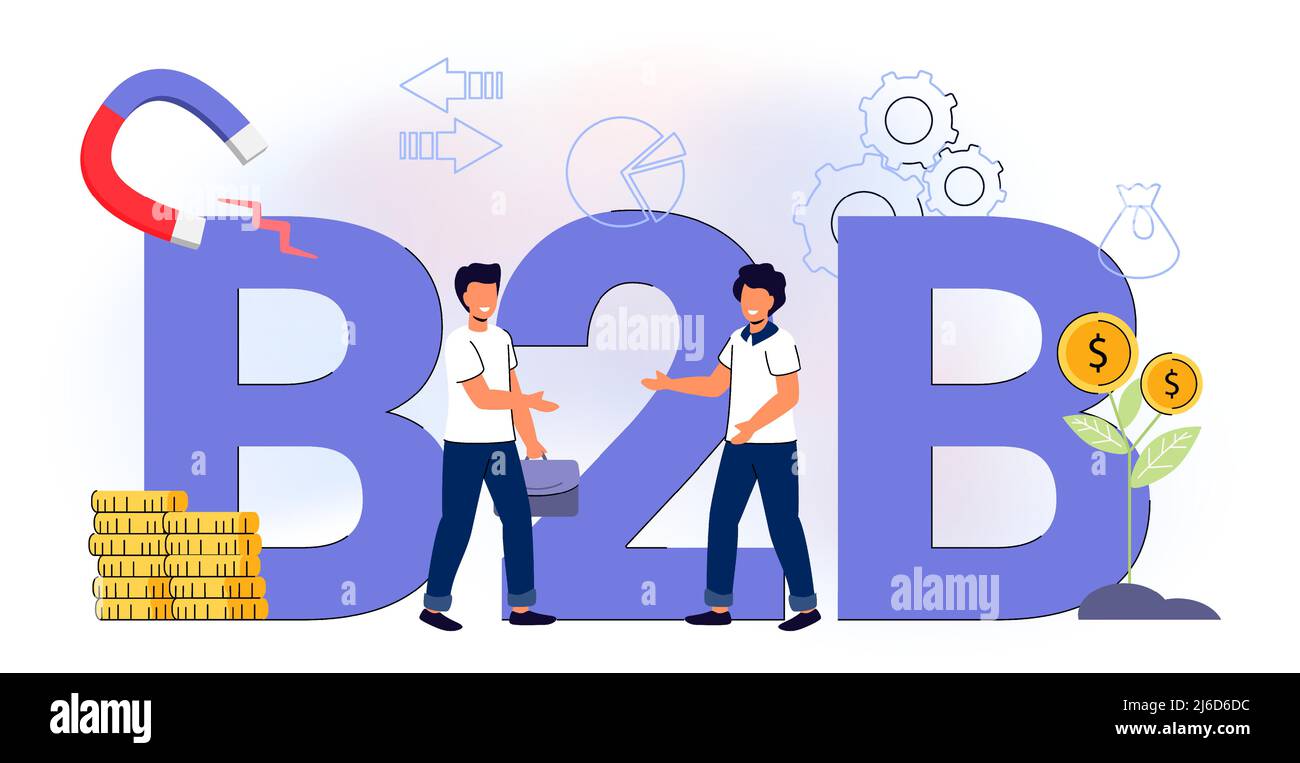 B2B Business to business Successful business collaboration Data and key ...