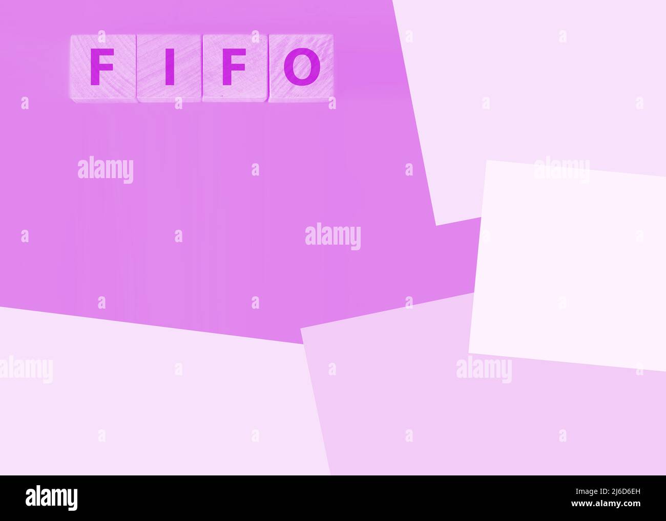 FIFO First in, first out word on wooden cubes on a blue background ...