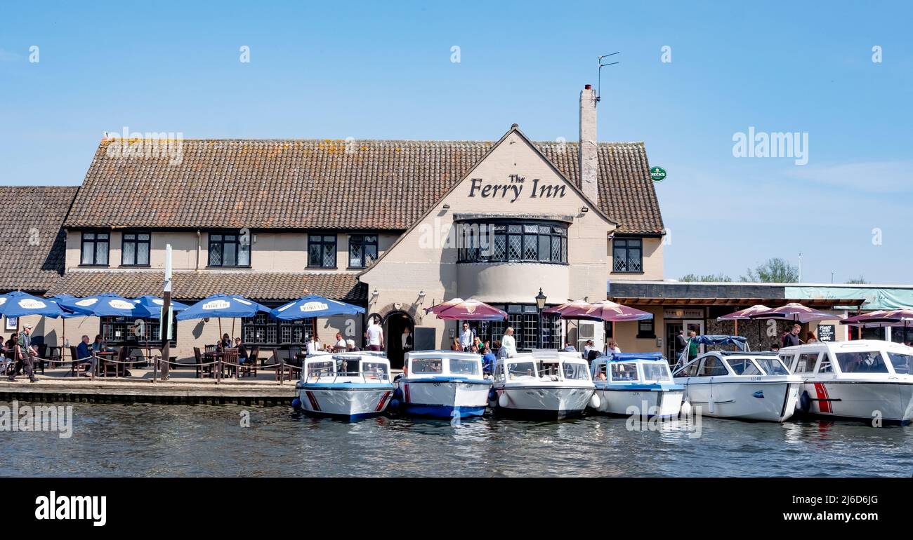 The Ferry Inn public house on the bank of the River Bure in Horning ...