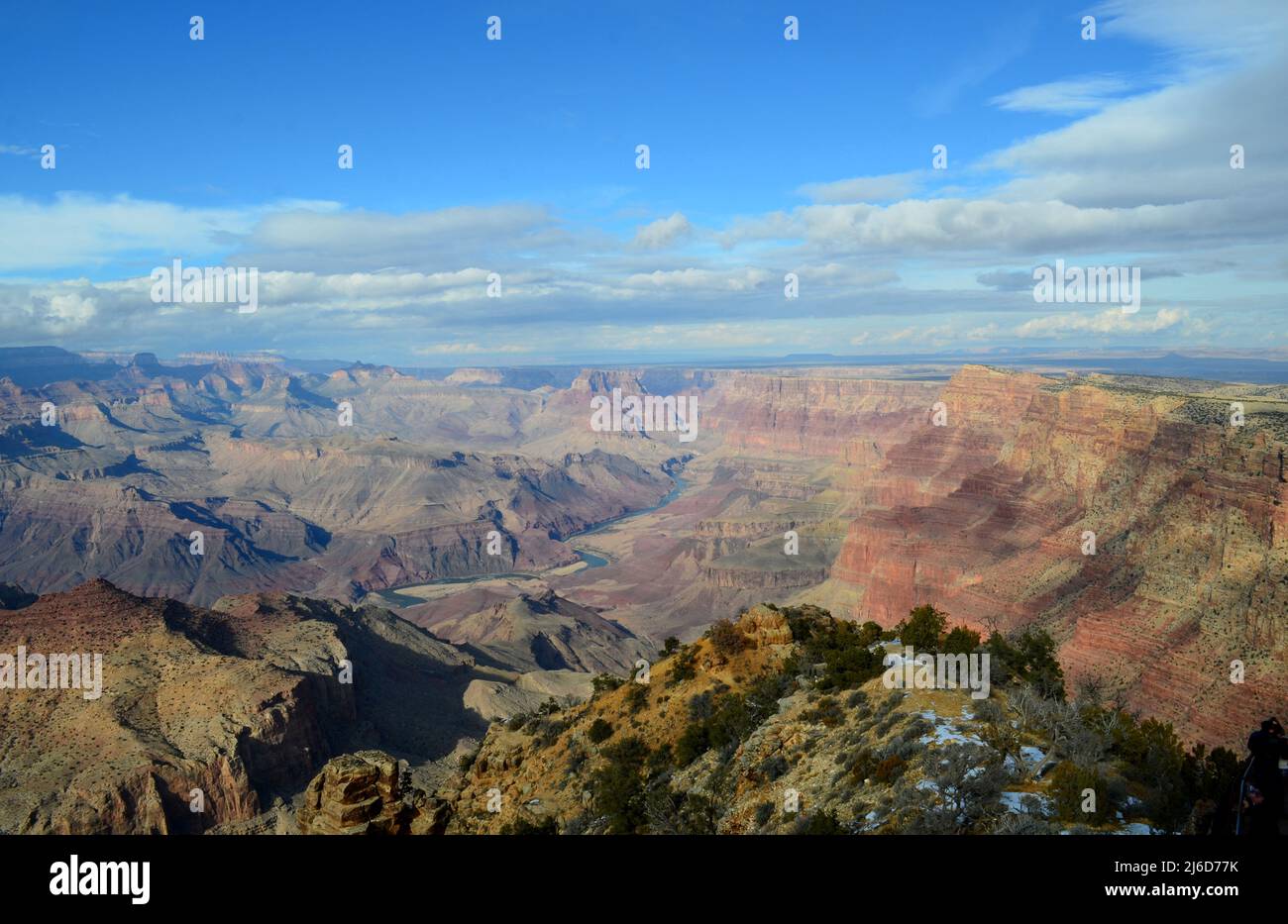 Stunning scenic winding Colorado River moving through the canyon floor ...