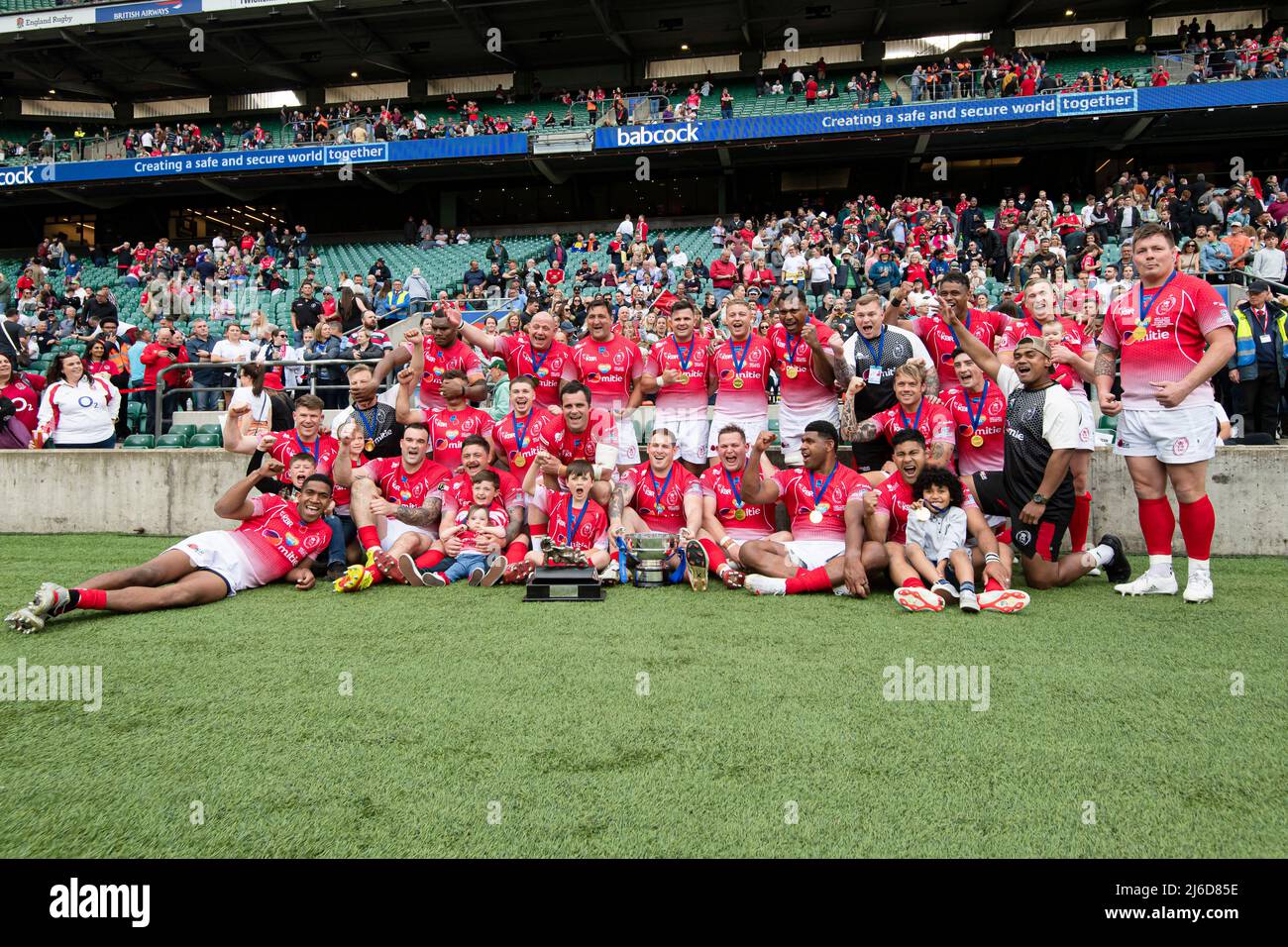 LONDON, UNITED KINGDOM. 30th, Apr 2022. Royal Army Rugby celebrate ...