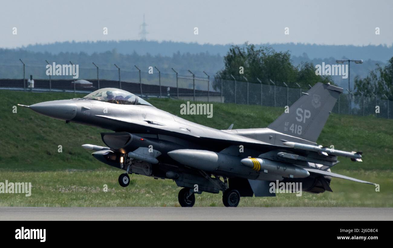 A U.S. Air Force F-16 Fighting Falcon aircraft assigned to the 480th ...