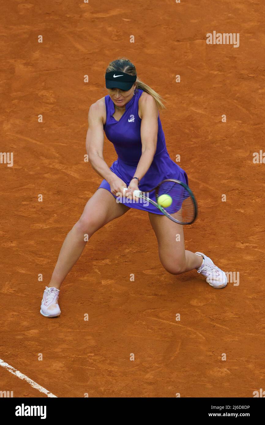 Paula Badosa of Spain plays against Simona Halep of Romania during Day ...