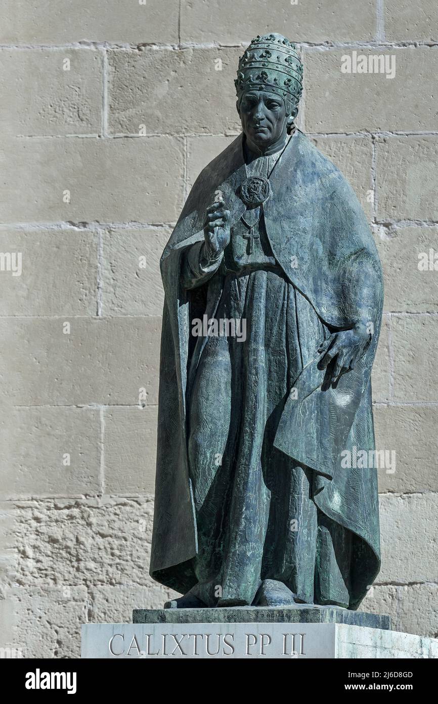 Sculpture of Alfons de Borja, future Pope Calixtus III, in the 14th ...