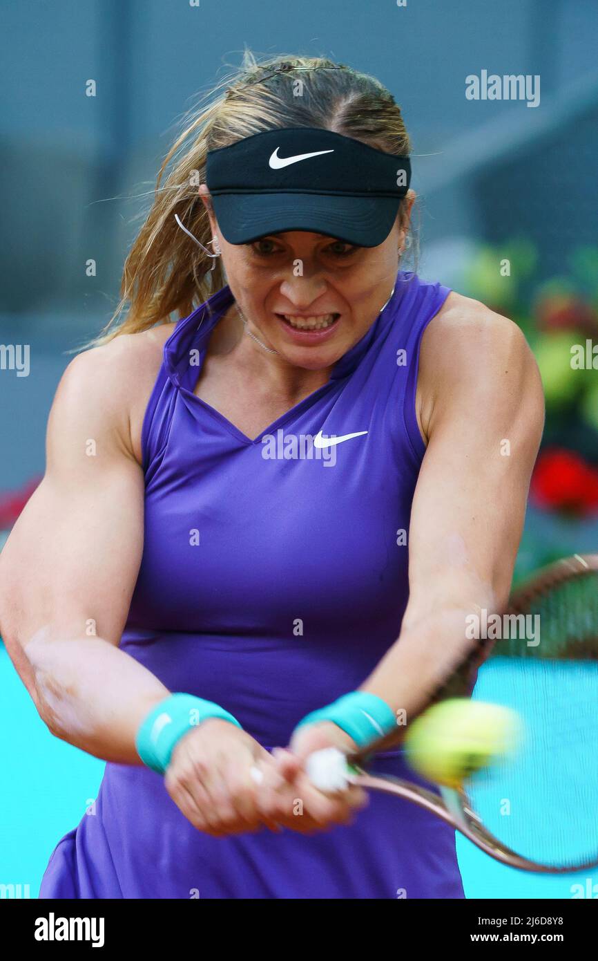 Paula Badosa of Spain plays against Simona Halep of Romania during Day ...