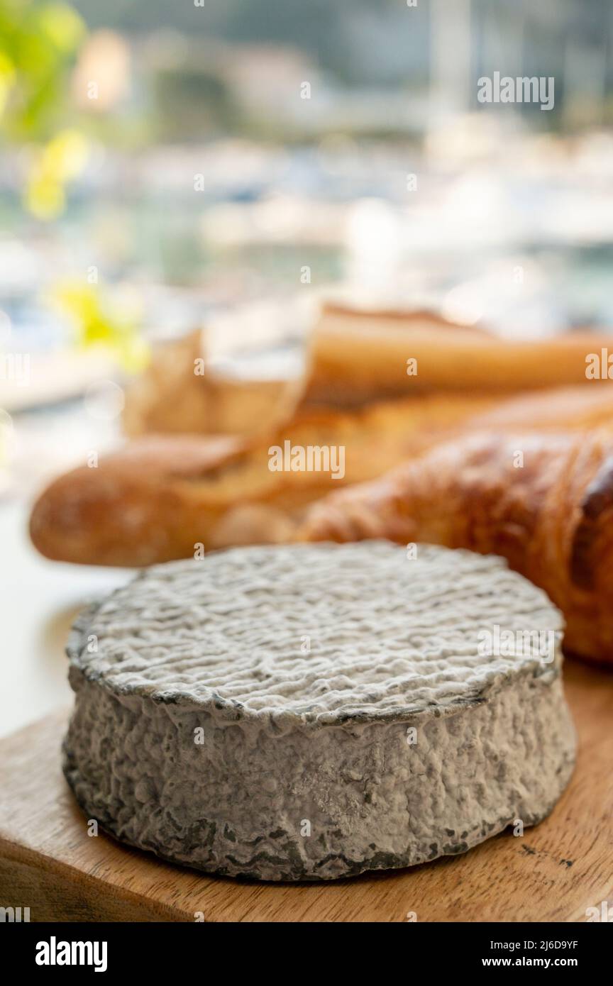 French goat cheese selles-sur-cher and fresh croissants served with ...