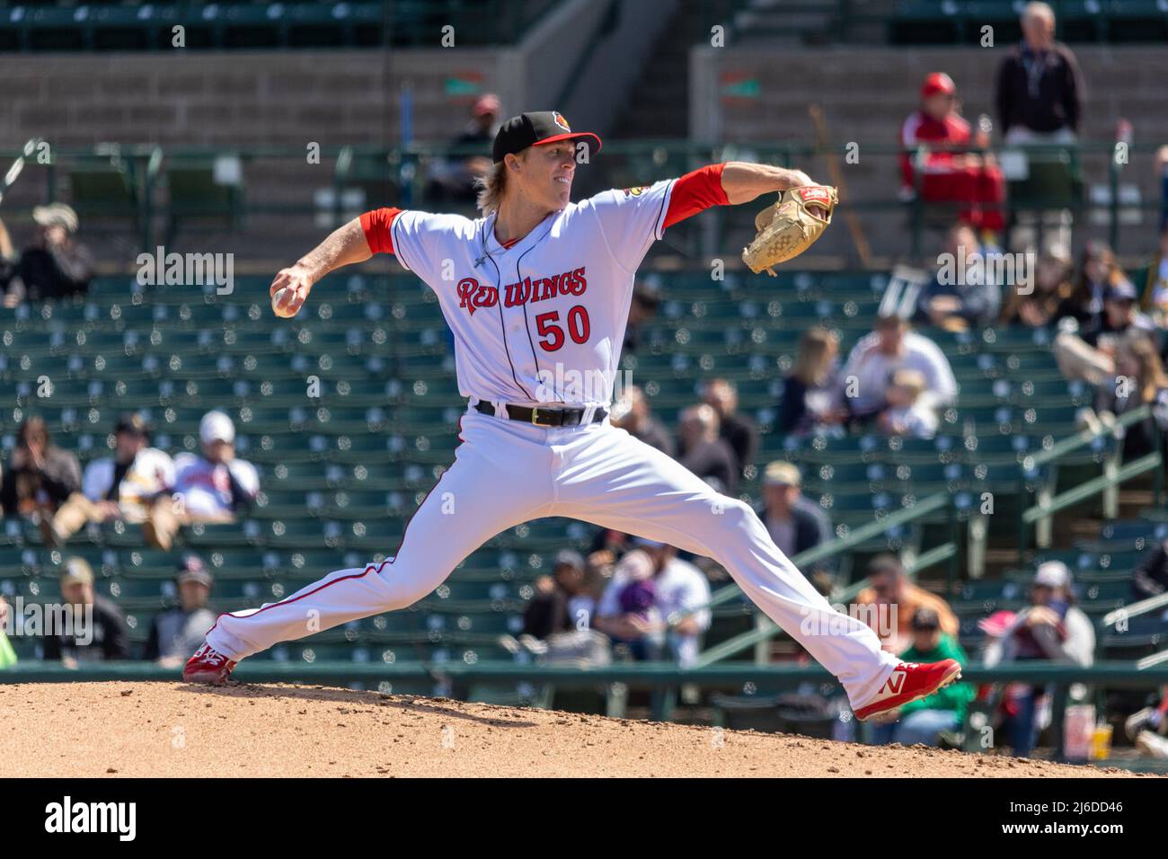 April 30, 2022: Rochester Red Wings pitcher Jordan Weems (50 throws a ...
