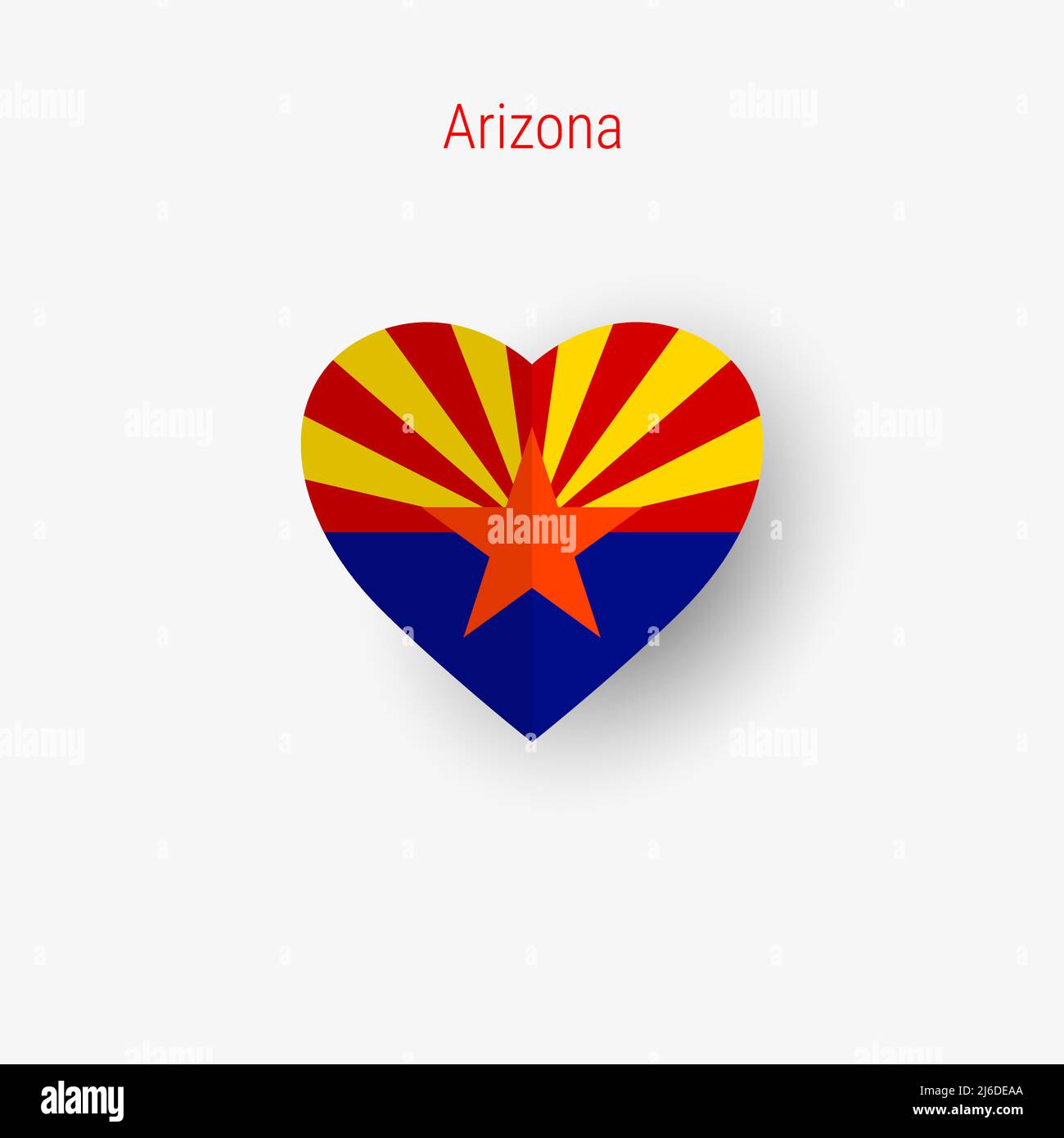 Arizona US state heart shaped flag. Origami paper cut folded banner. 3D ...
