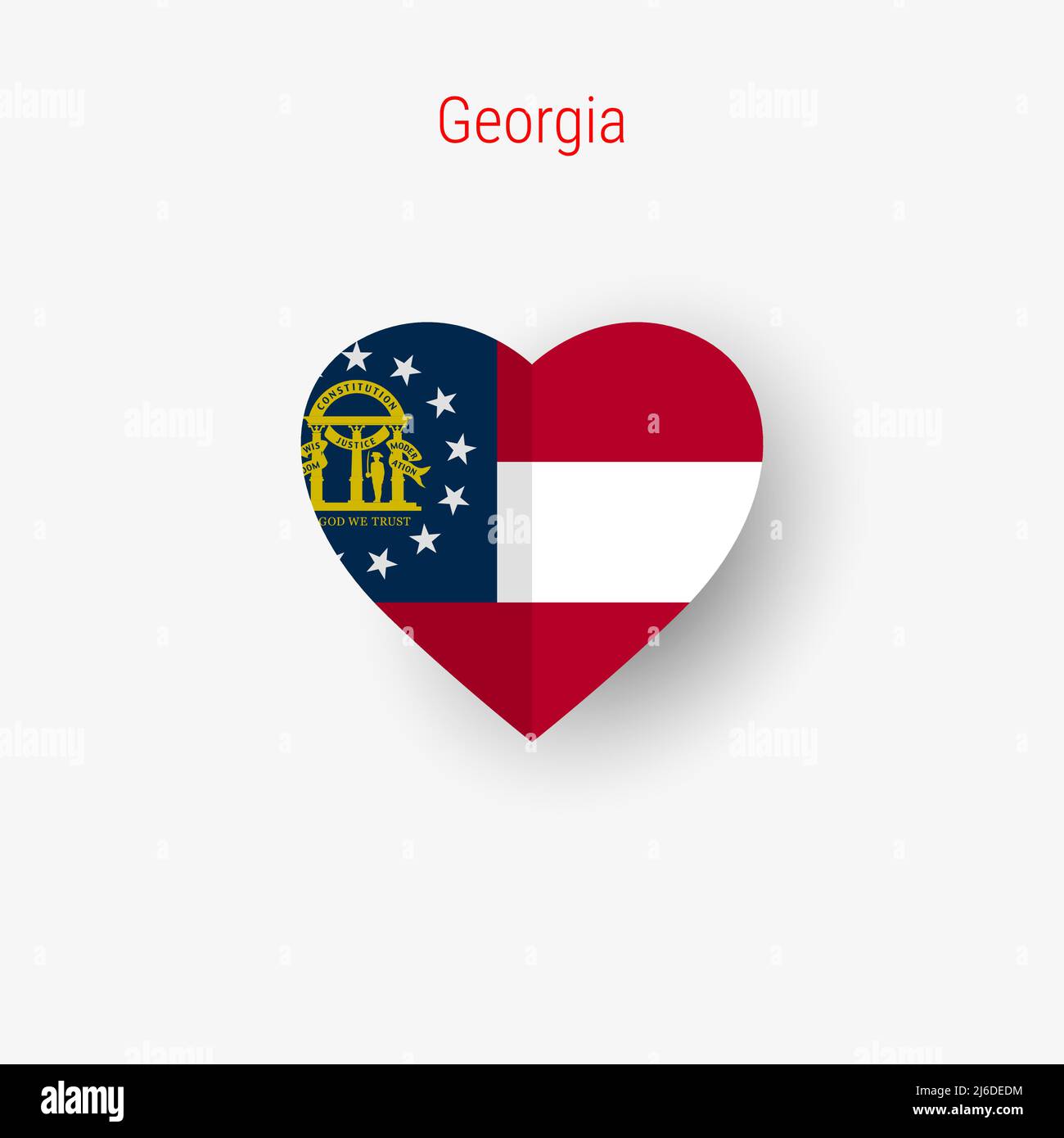 Georgia US state heart shaped flag. Origami paper cut folded banner. 3D ...