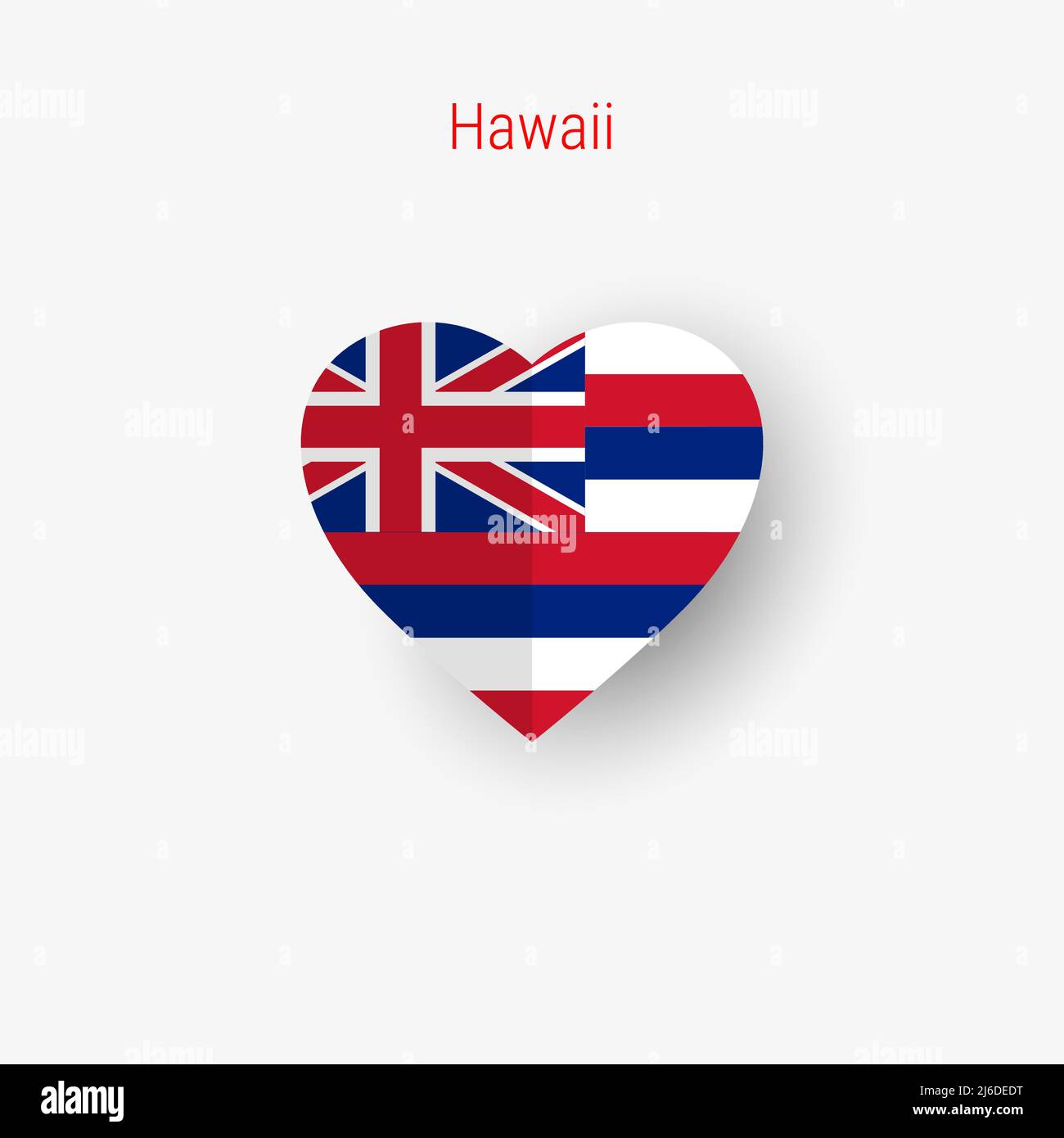 Hawaii US state heart shaped flag. Origami paper cut folded banner. 3D ...