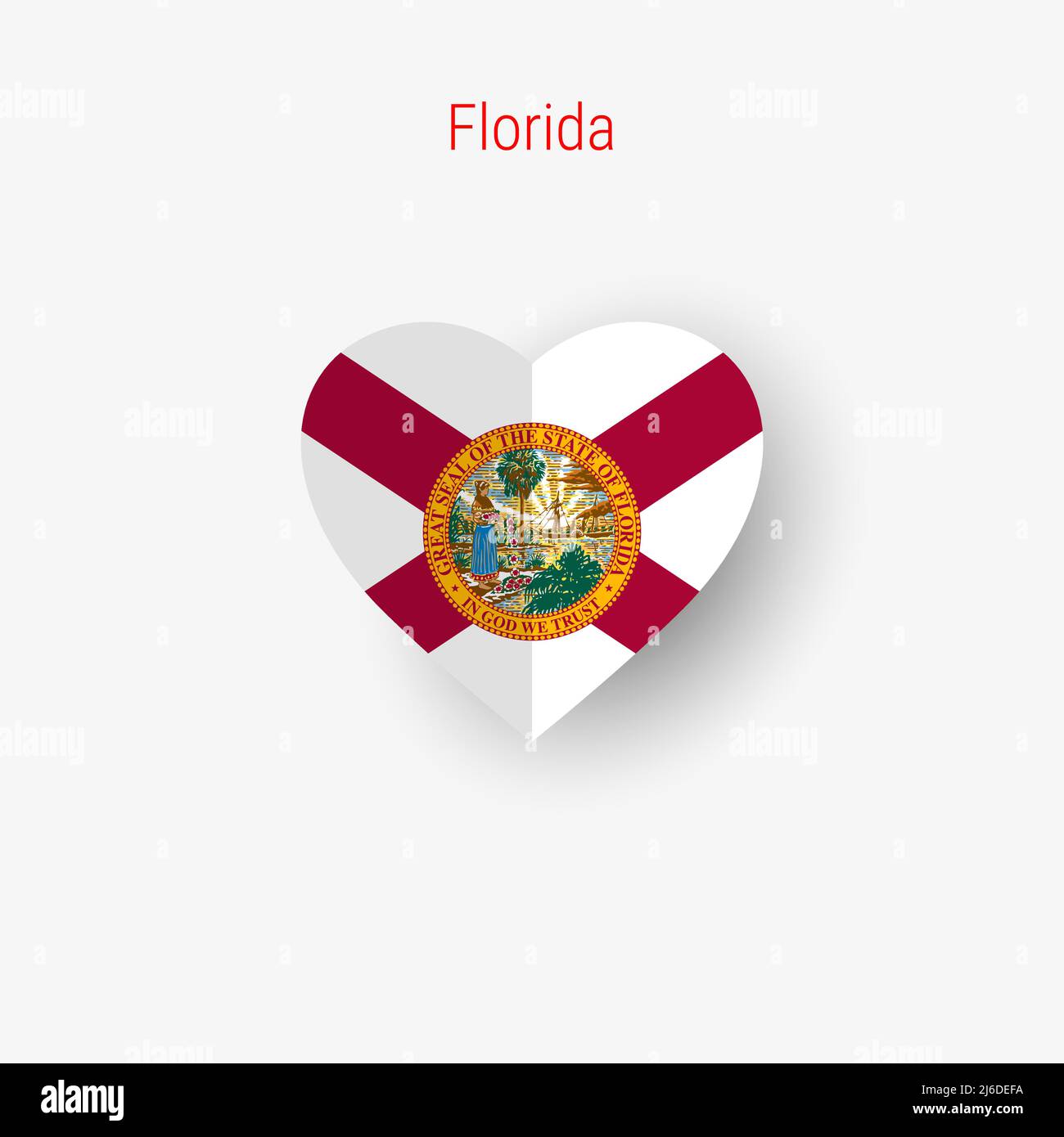 Florida US state heart shaped flag. Origami paper cut folded banner. 3D vector illustration ...