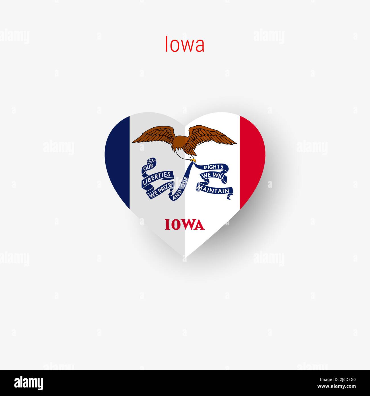 Iowa US state heart shaped flag. Origami paper cut folded banner. 3D ...