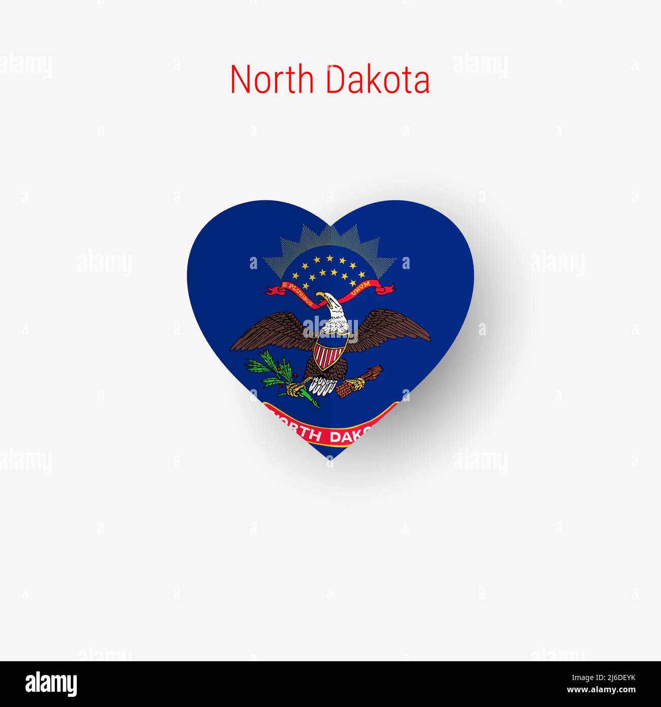 North Dakota US state heart shaped flag. Origami paper cut folded ...