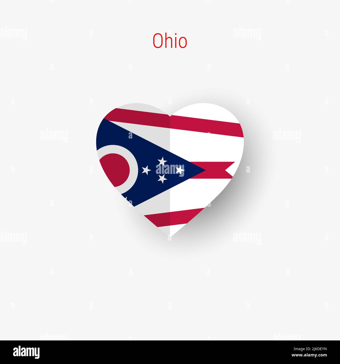 Ohio US state heart shaped flag. Origami paper cut folded banner. 3D ...