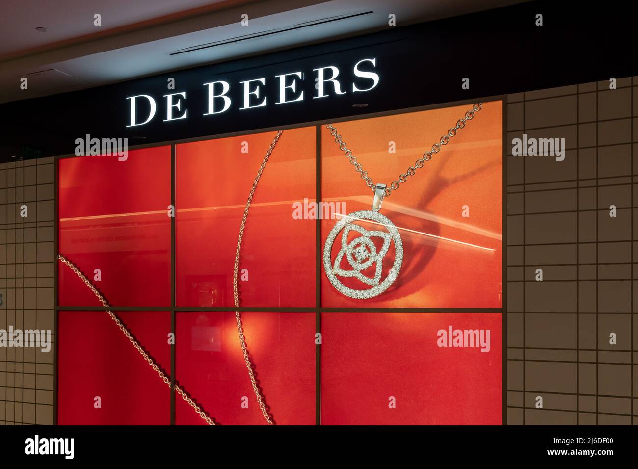 Houston, Texas, USA - February 25, 2022: De Beers store in a shopping ...