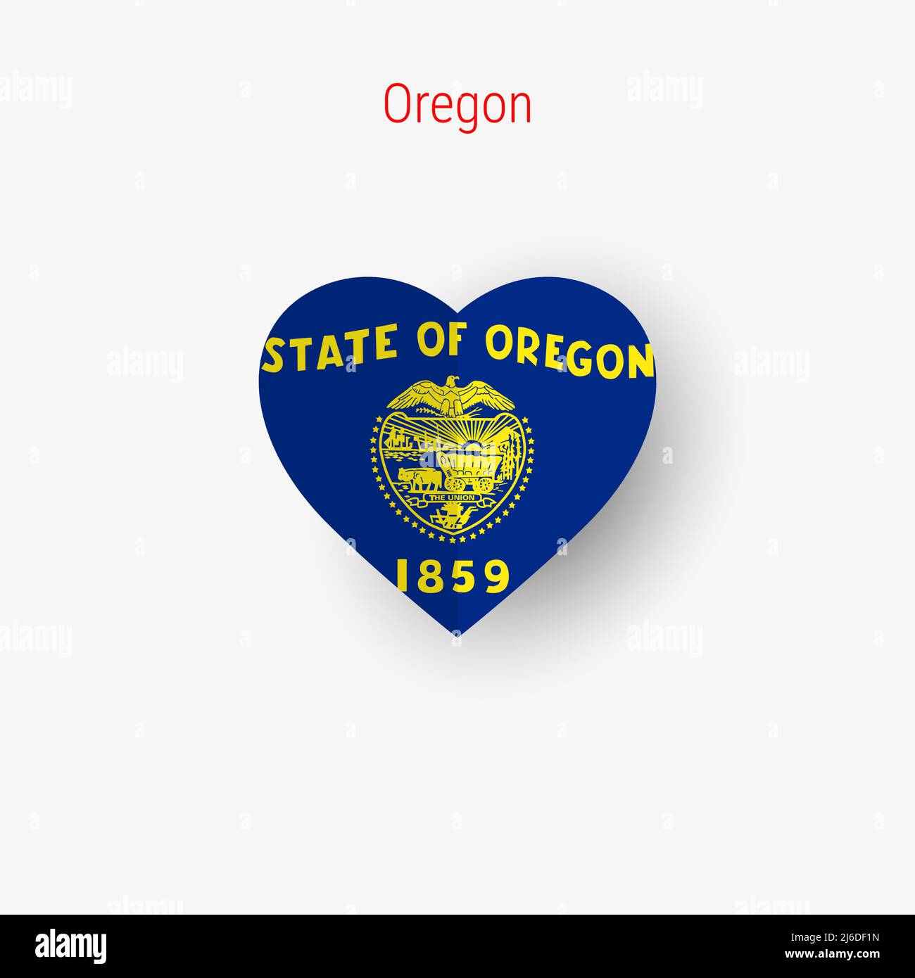 Oregon US state heart shaped flag. Origami paper cut folded banner. 3D ...