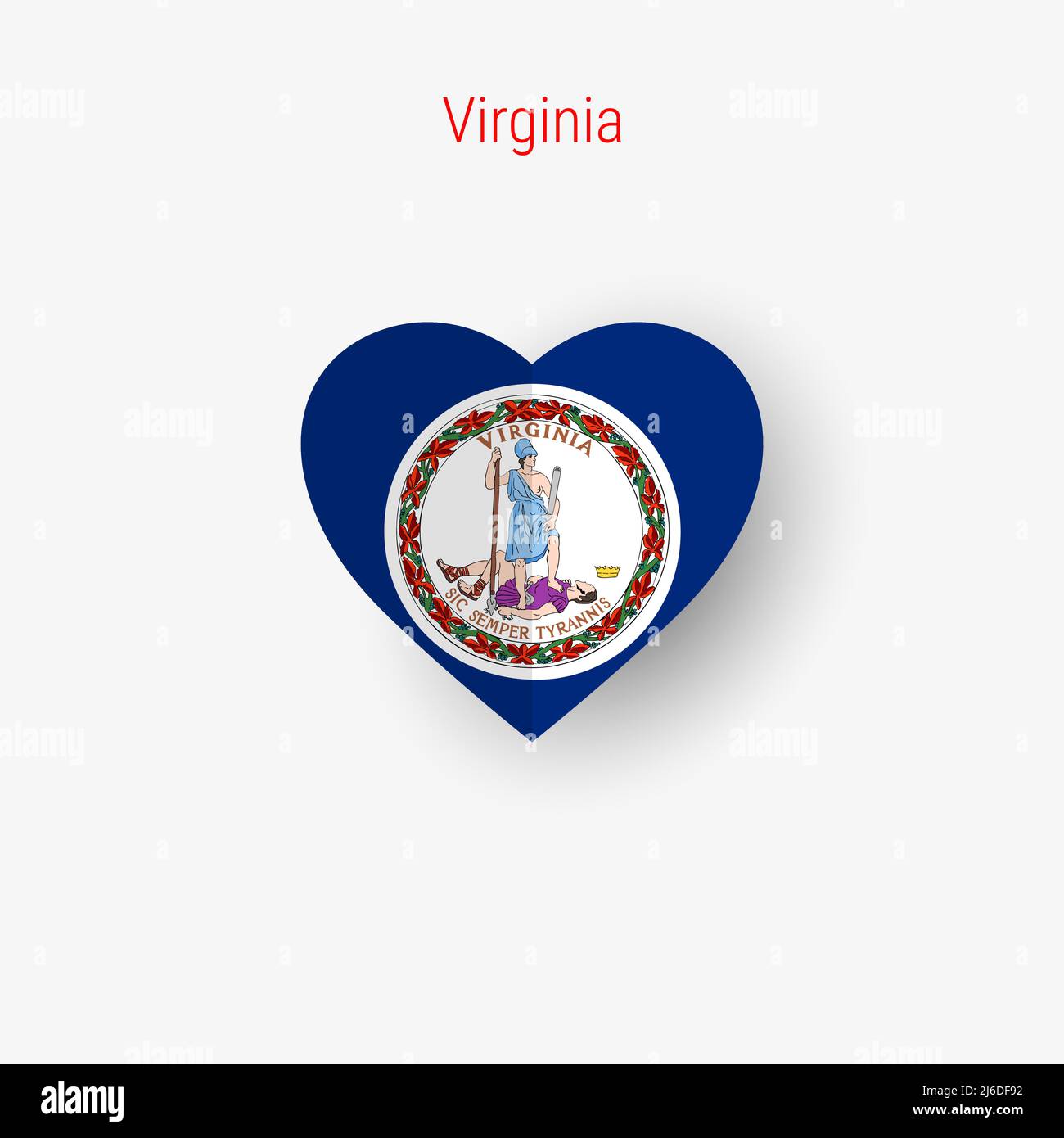 Virginia US state heart shaped flag. Origami paper cut folded banner ...