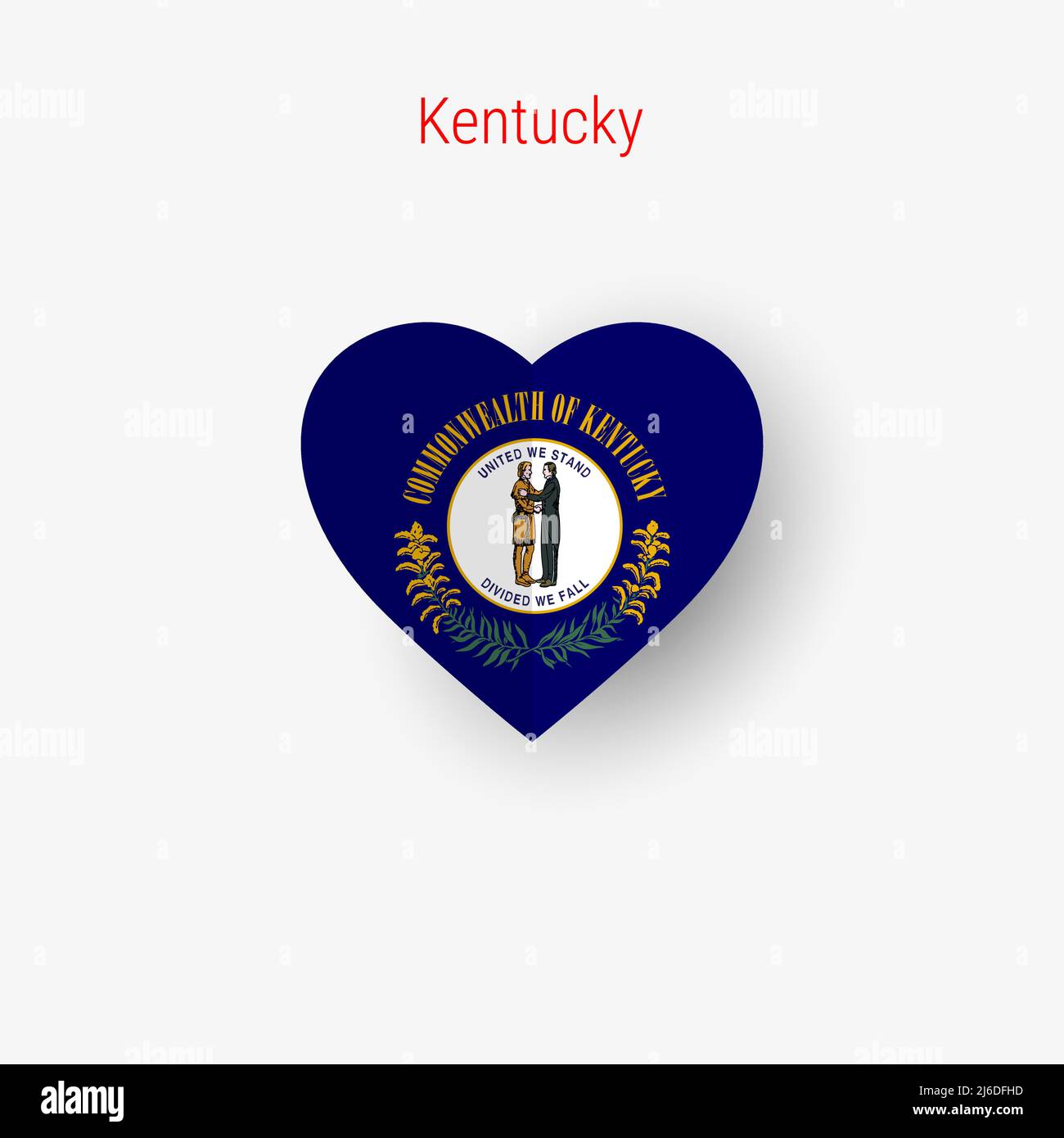 Kentucky US state heart shaped flag. Origami paper cut folded banner ...