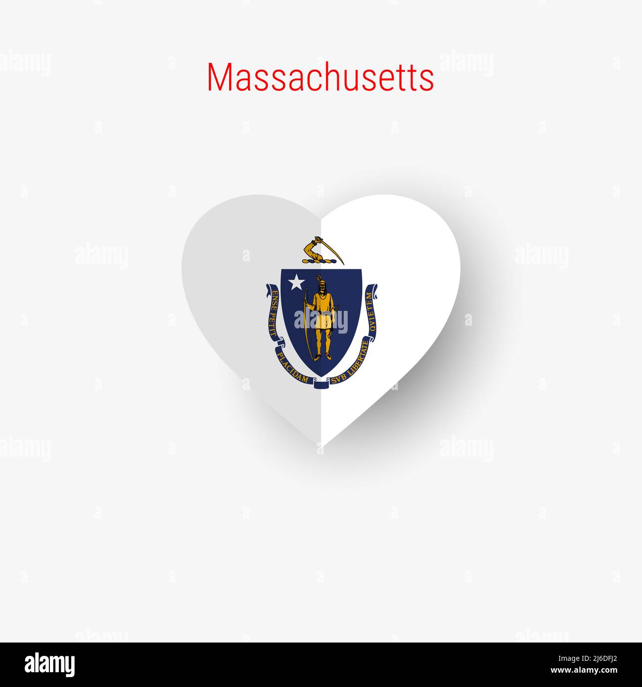 Massachusetts US state heart shaped flag. Origami paper cut folded ...