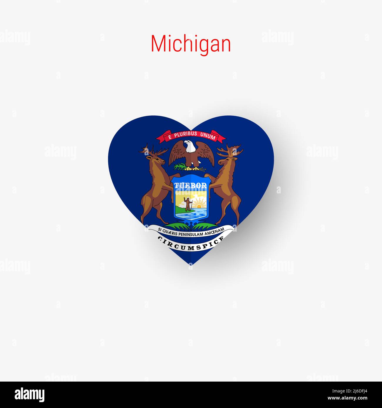 Michigan US state heart shaped flag. Origami paper cut folded banner ...