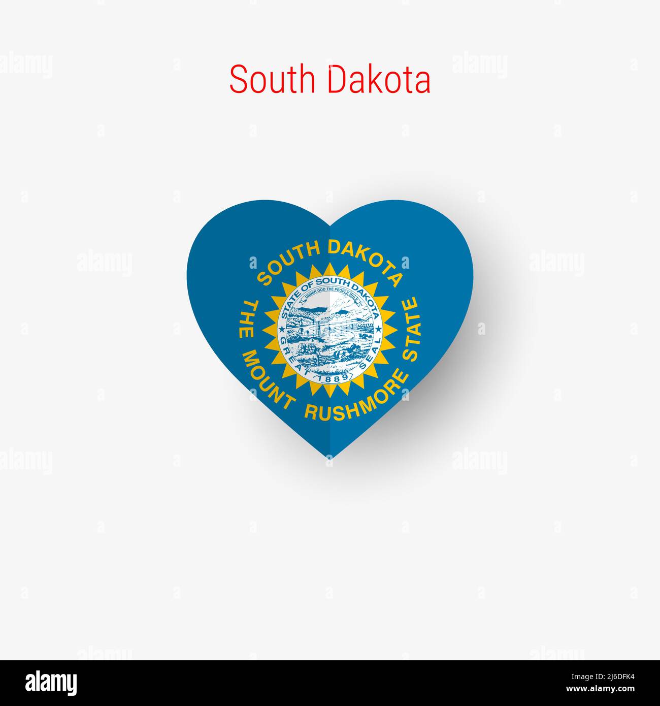South Dakota US state heart shaped flag. Origami paper cut folded ...