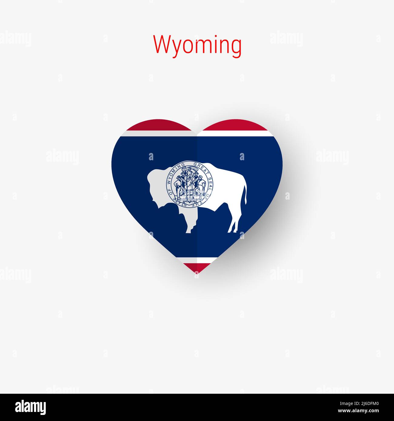 Wyoming US state heart shaped flag. Origami paper cut folded banner. 3D ...