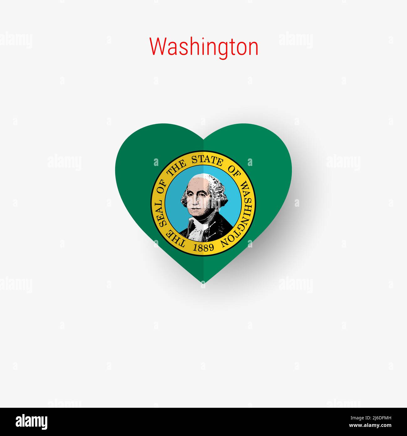 Washington US state heart shaped flag. Origami paper cut folded banner ...
