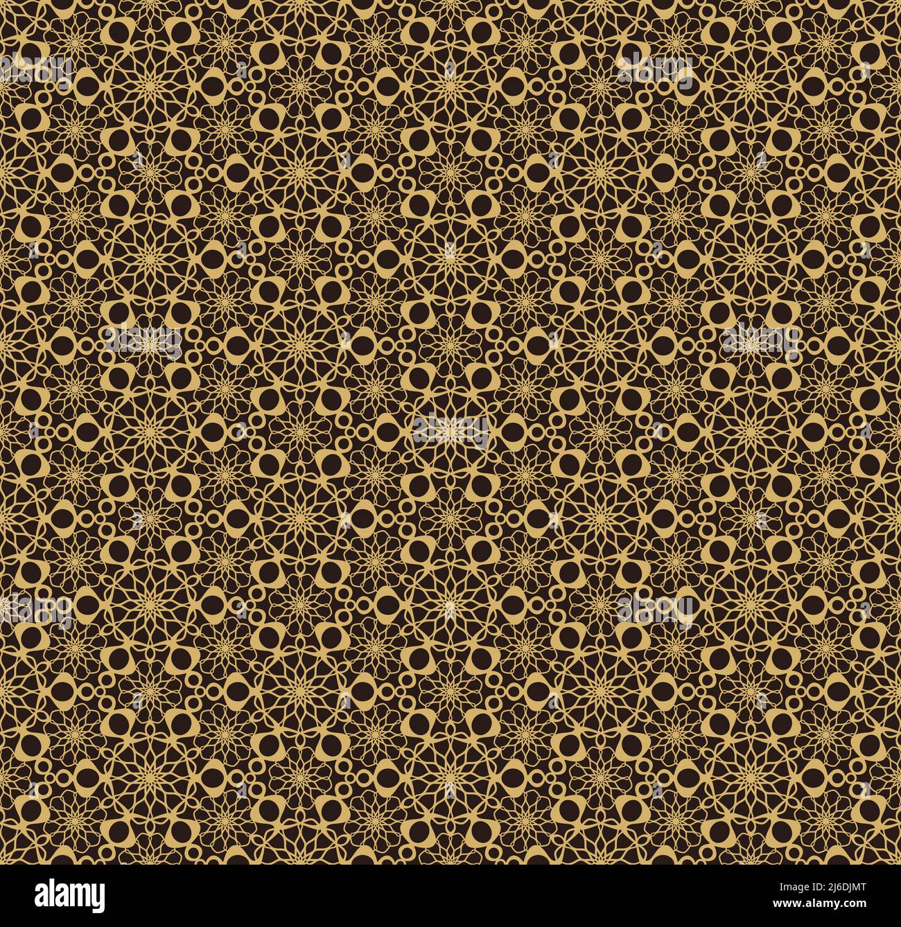 Seamless ornamental vector pattern in golden color with orientalist ...