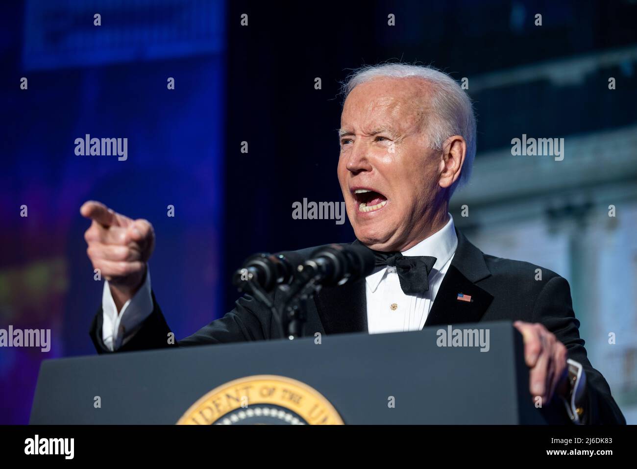 US President Joe Biden speaks at the White House Correspondents' dinner ...