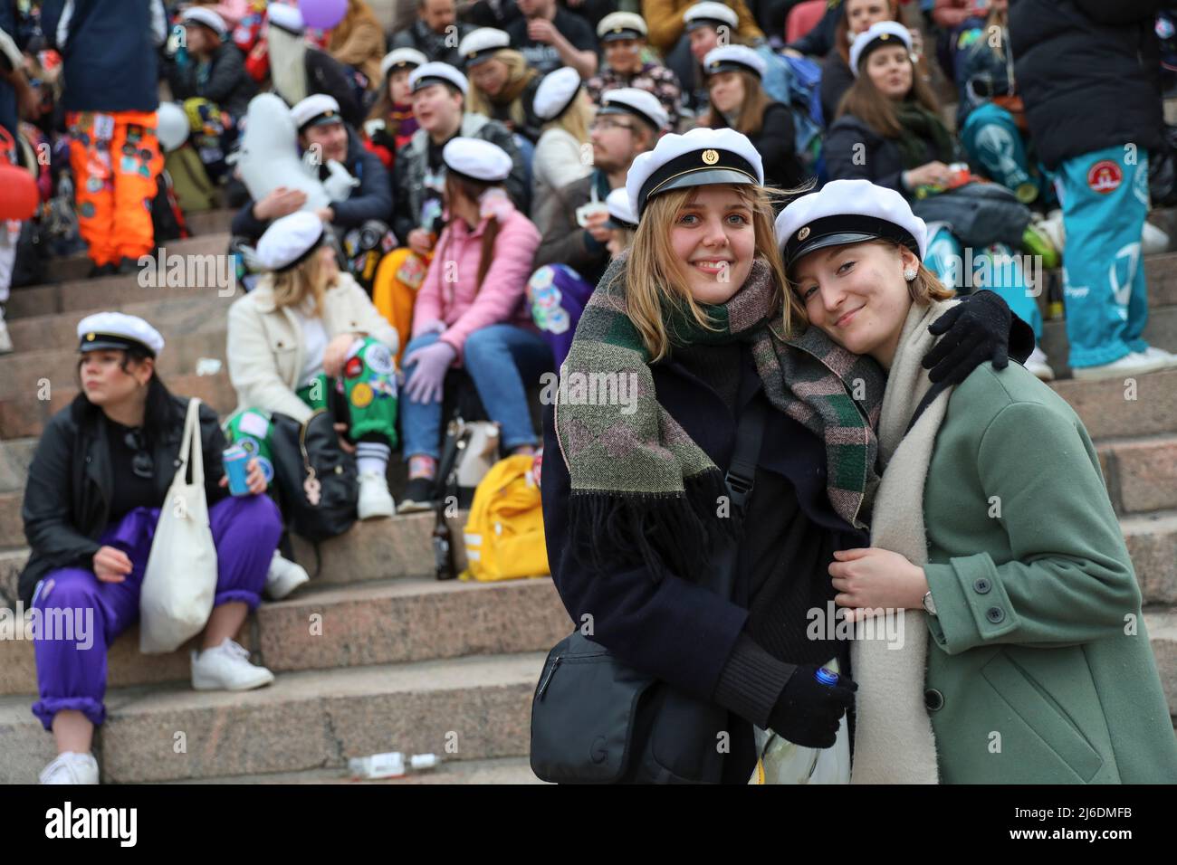 People seen gathering at the Senate square as they celebrate Vappu ...