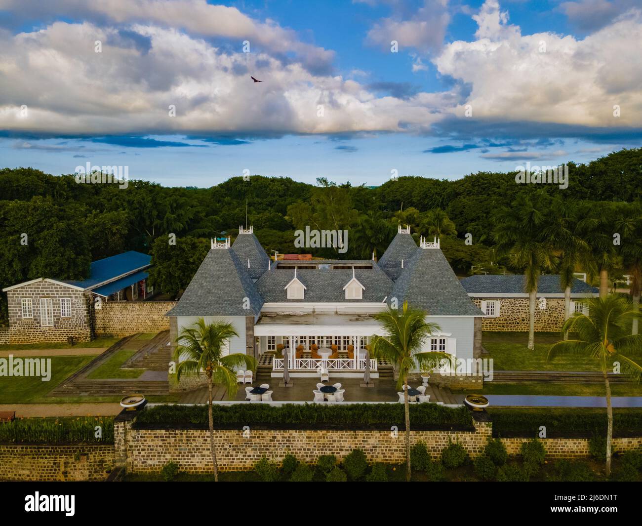 Mauritius April 2022, Chateau Mon Desir Mauritius from above with drone ...