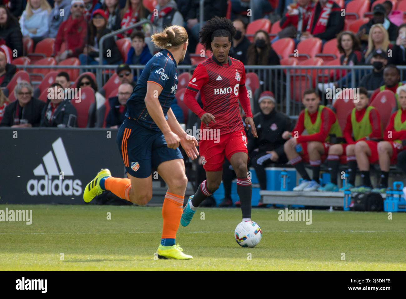 Jayden Nelson (11) and Nick Hagglund (4) in action during the MLS game ...