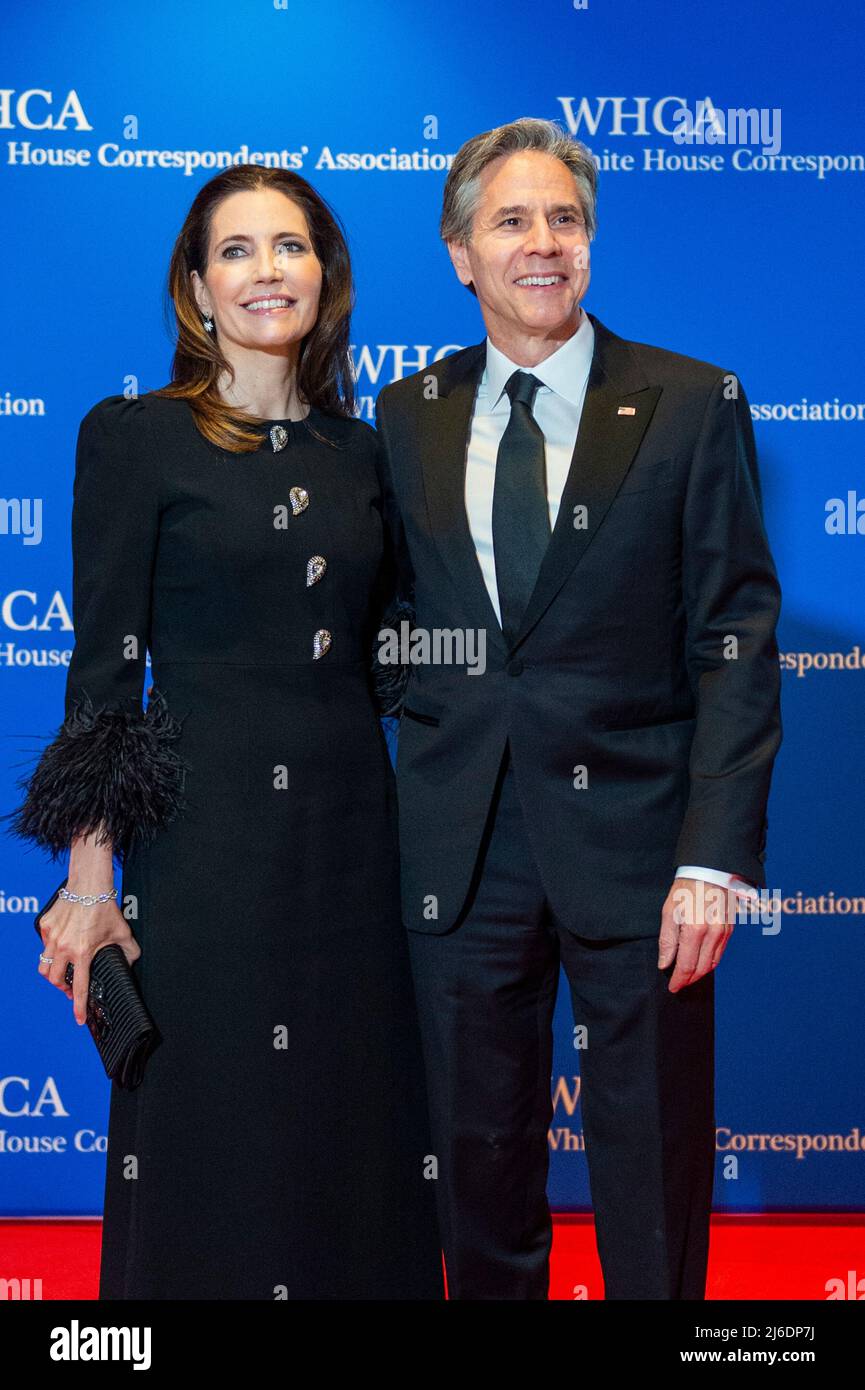 Evan Ryan, left, and Antony Blinken arrive for the 2022 White House ...