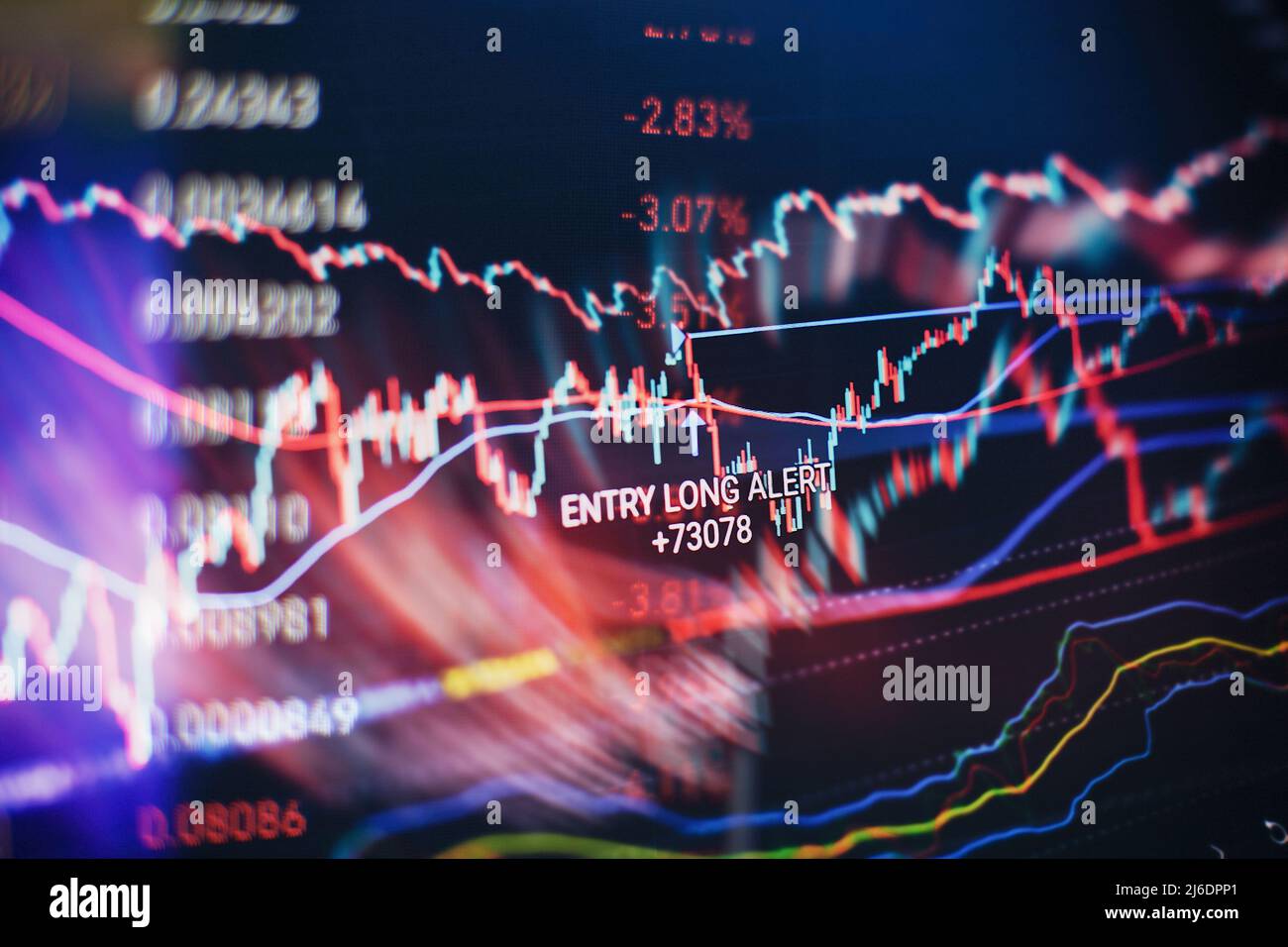 Financial graphs on the computer screen , Stock market graph on led ...