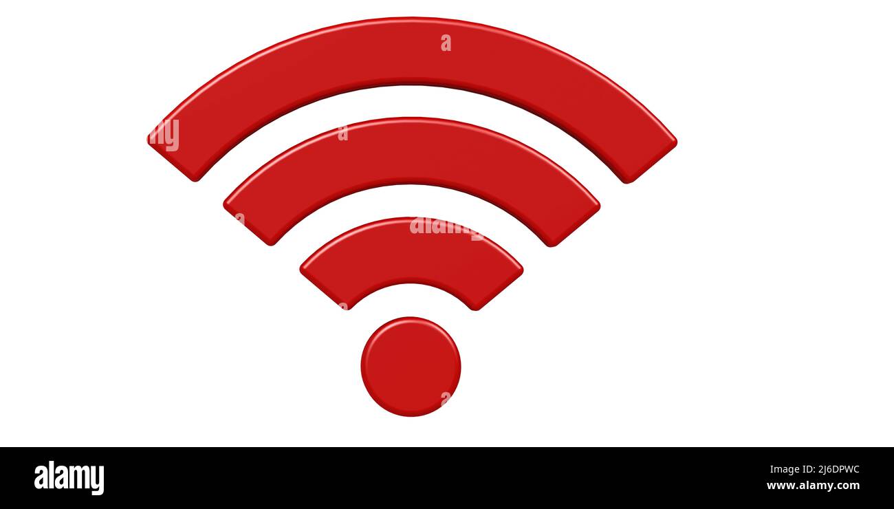 Red wifi symbol isolated on white background, 3d rendering Stock Photo ...