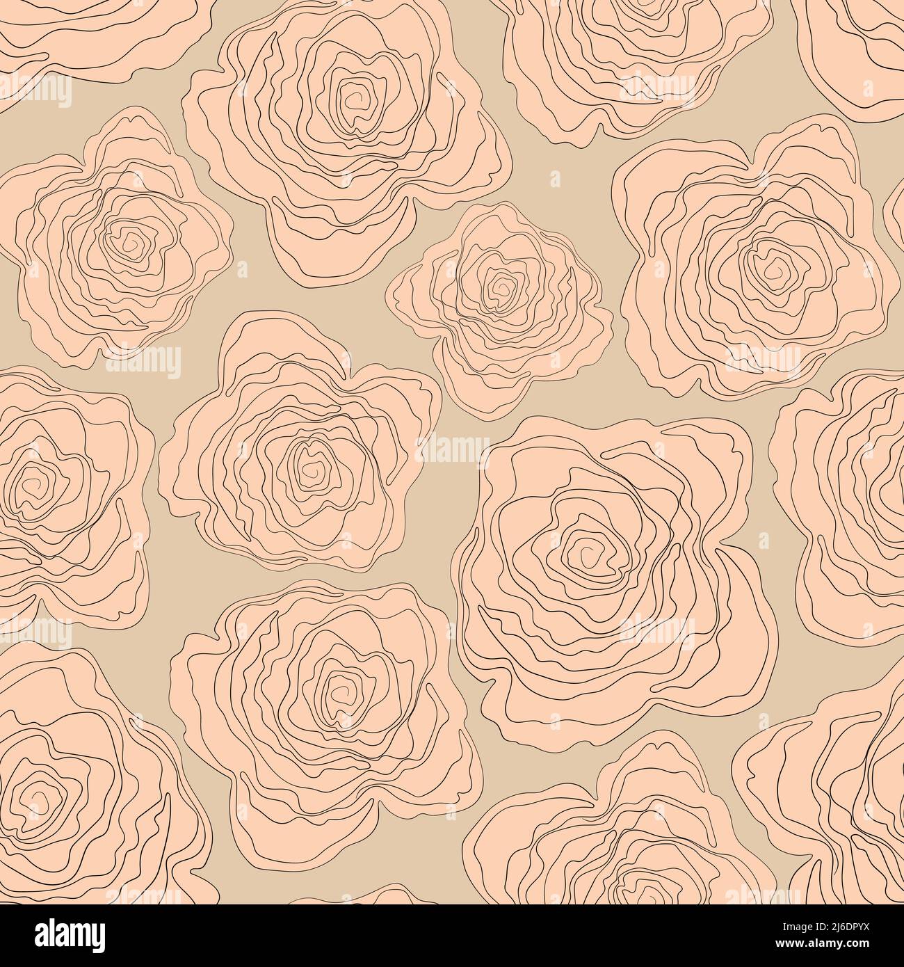 Spring colorful vector illustration with beige roses. Cartoon style ...