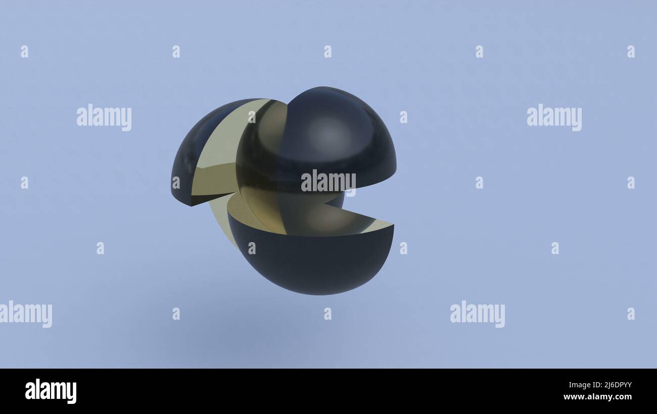 Black plastic sphere is assembled from pieces intro 3d render Stock ...