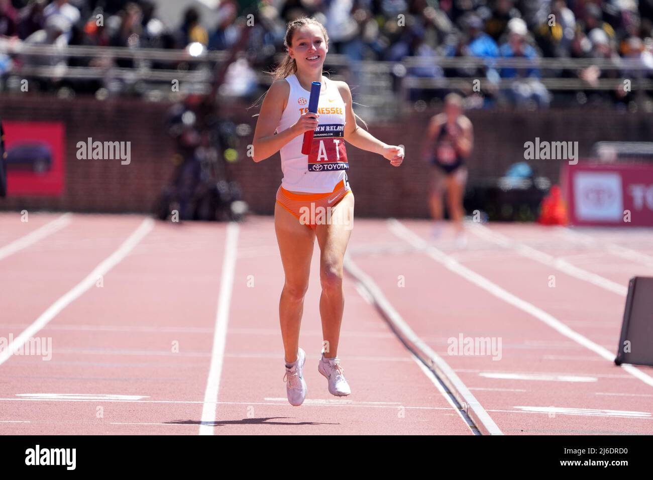 Olivia janke celebrates after running 1 hi-res stock photography and ...
