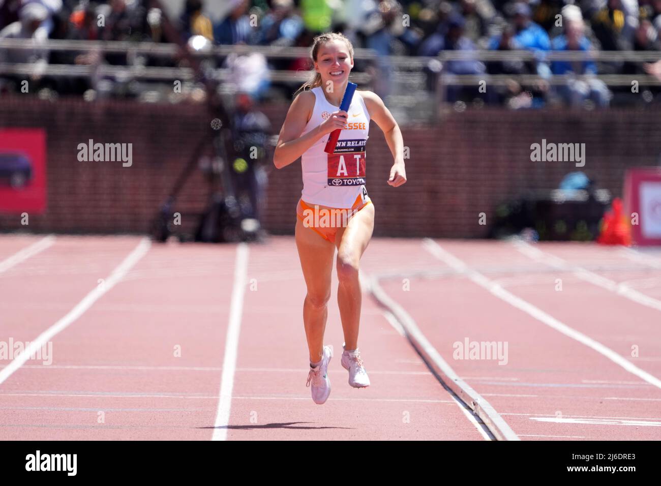 Olivia janke celebrates after running 1 hi-res stock photography and ...