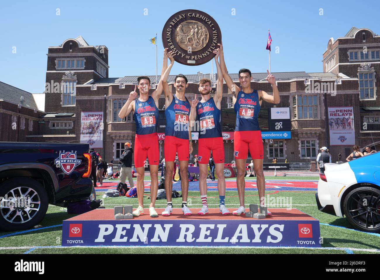 Members of the Mississippi distance medley relay (from left) Mario ...