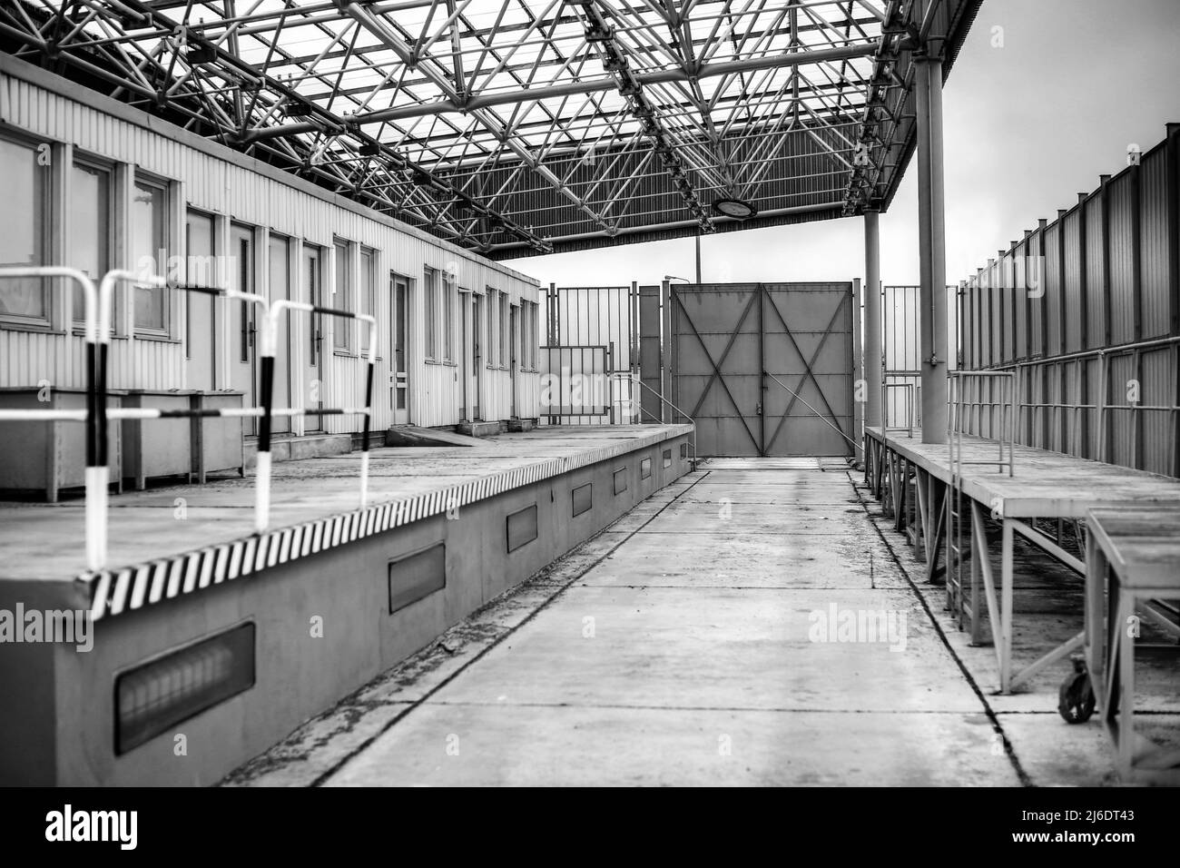 Historic shot of checkpoint at the former inner German border at ...